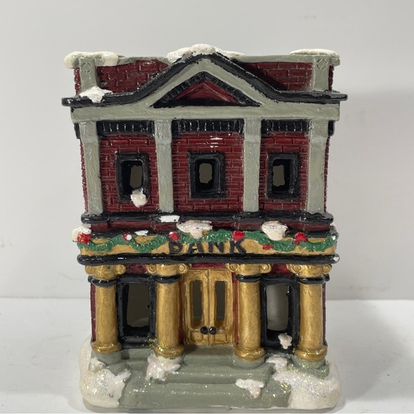 Holiday | Christmas Village Bank Two Story Home Painted Finished Ready ...